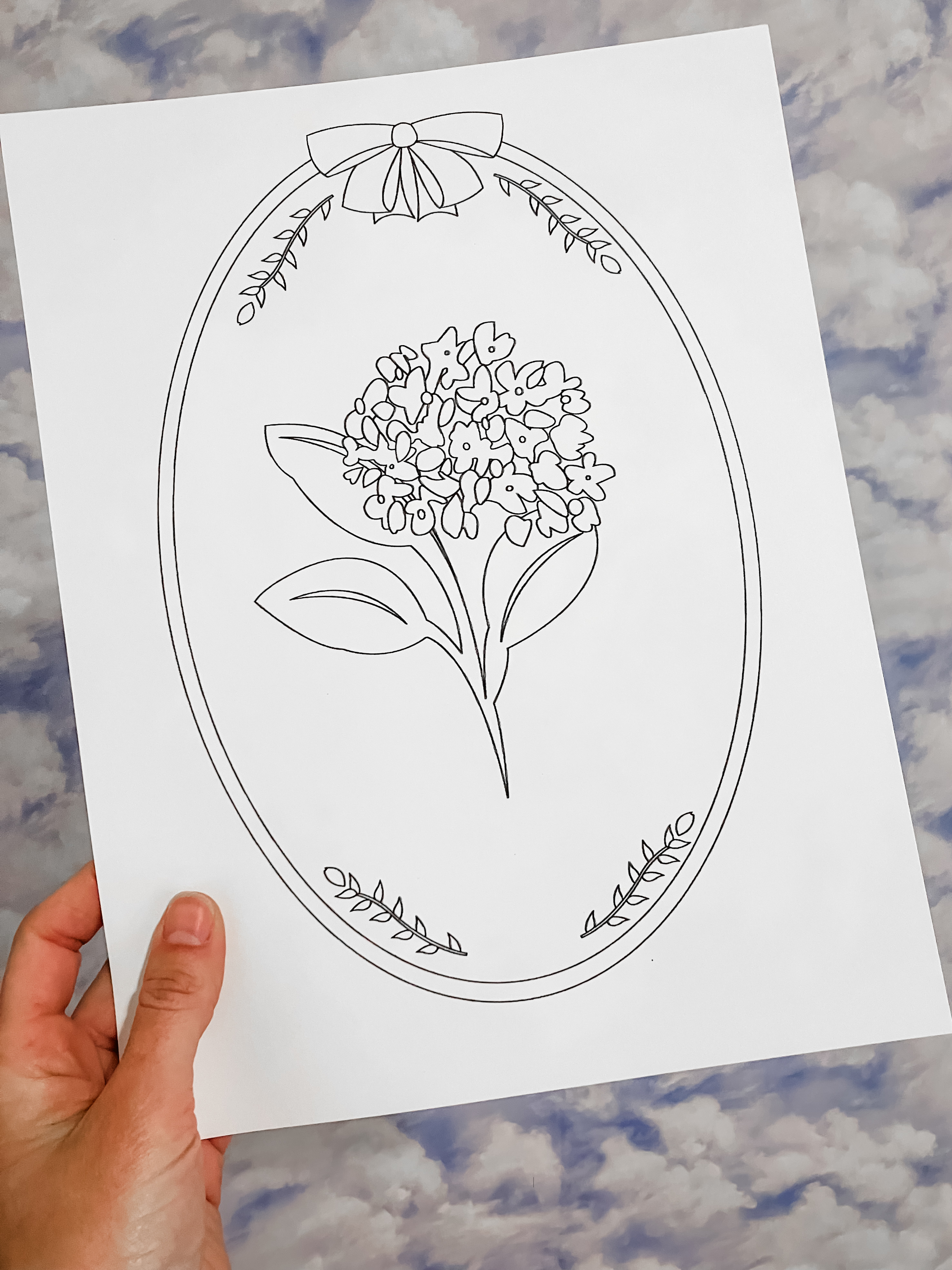 Printable Hydrangea Embroidery Hoop Coloring Page – Modern Petite Daily