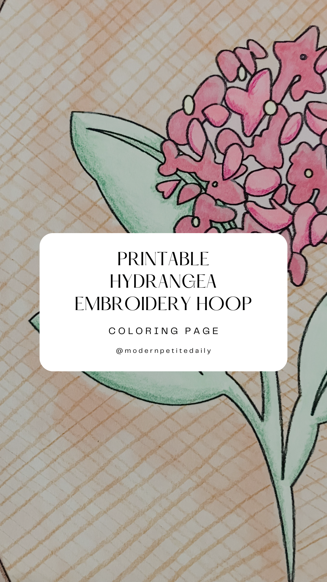 Printable Hydrangea Embroidery Hoop Coloring Page – Modern Petite Daily